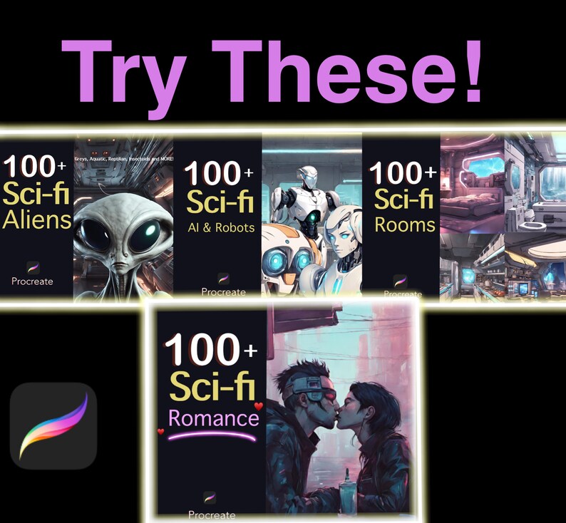 100+ Sci-fi People Cyberpunk Procreate Stamps- Asian, White, Black and Hispanic - Etsy