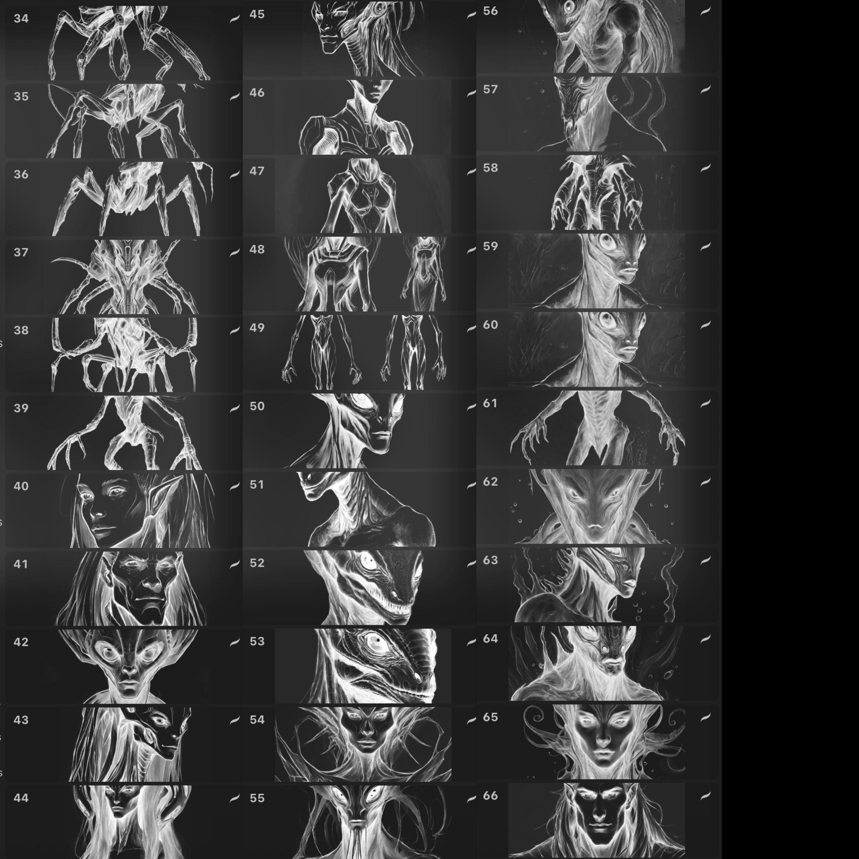 100 Sci-fi Alien Procreate Stamps Greys, Reptilians, Aquatic, Insectoid ...