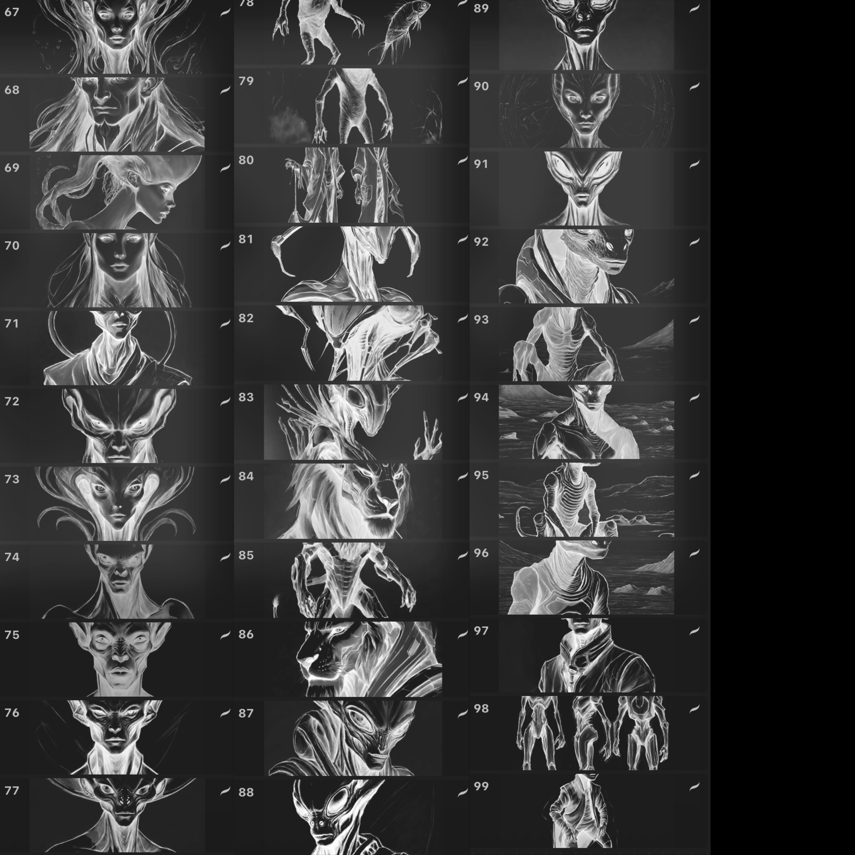 100 Sci-fi Alien Procreate Stamps Greys, Reptilians, Aquatic, Insectoid ...