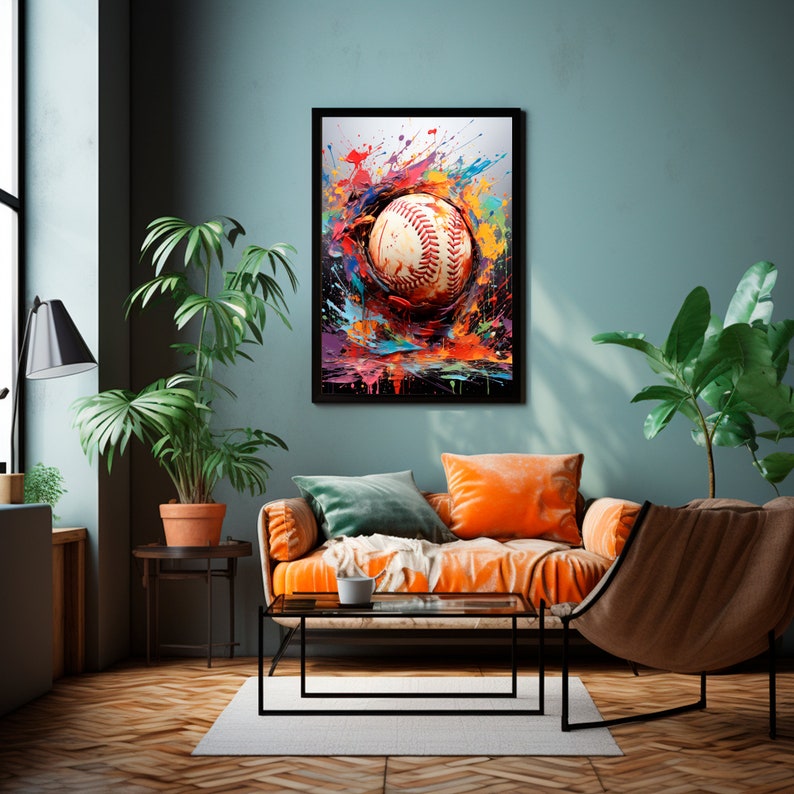 Striking Baseball Graffiti Wall Art, Vibrant Digital Print for Sports ...