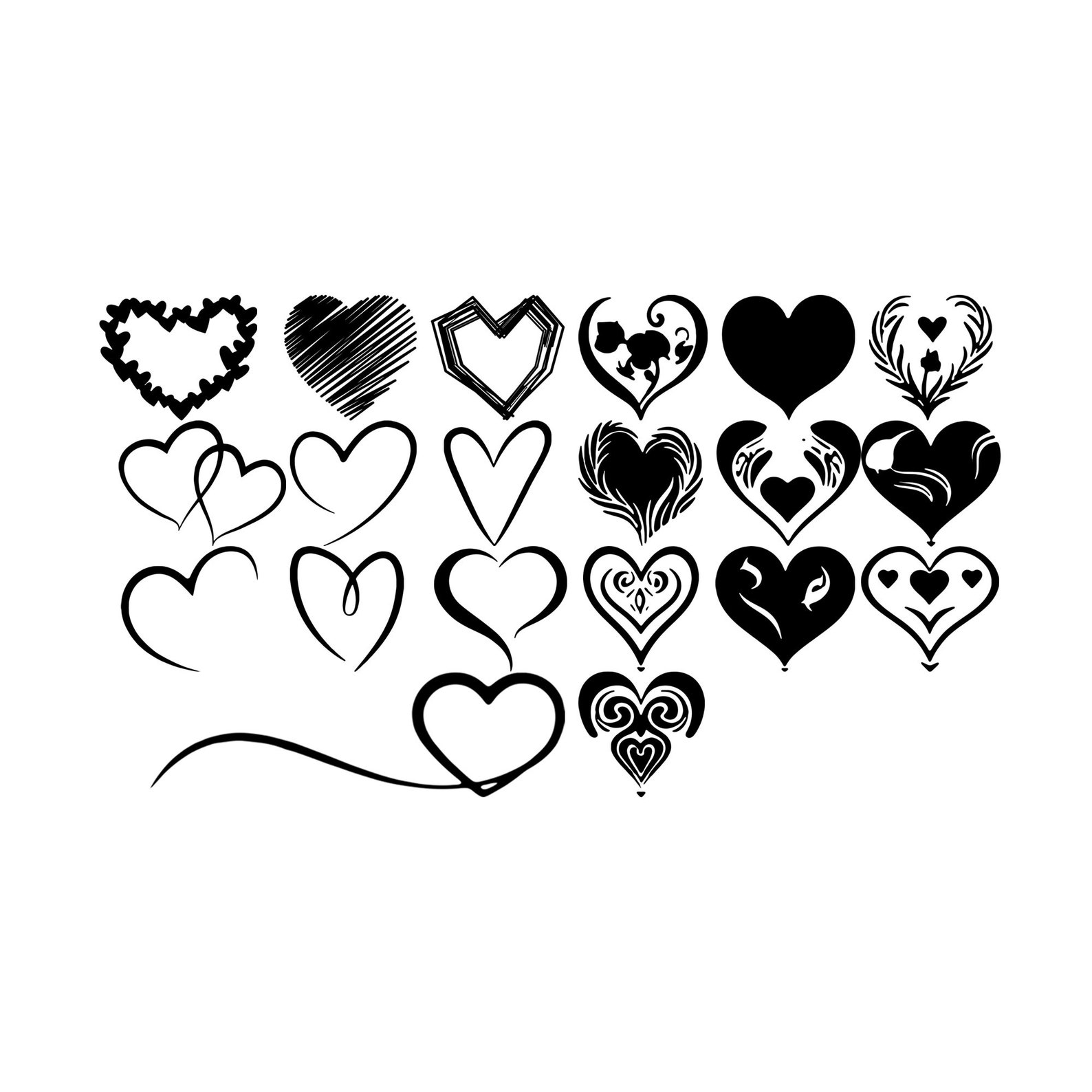 20heart Svg Bundle Heart Svg Hand Drawn Heart Svg Open Heart Svg