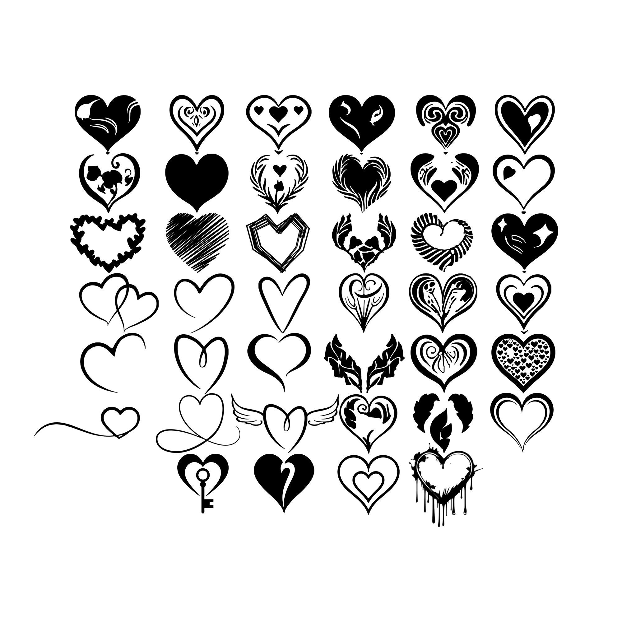 40heart Svg Bundle Heart Svg Hand Drawn Heart Svg Open Heart Svg