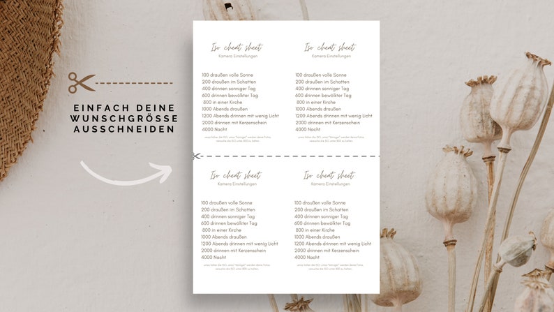 ISO Cheat Sheet Camera Digital Download Instant Print Photography for ...