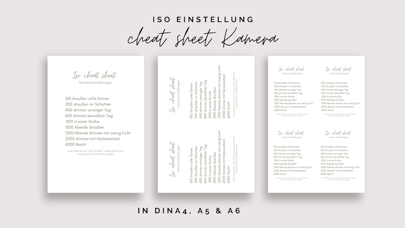 ISO Cheat Sheet Camera Digital Download Instant Print Photography for ...