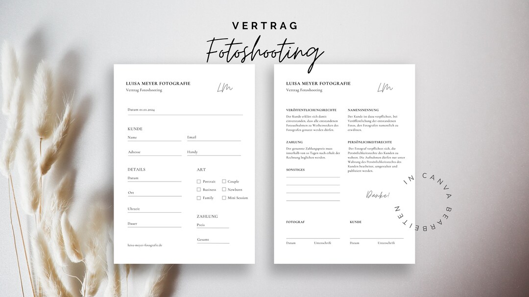 Photoshoot Contract | Canva Template | Sample Photographer Contract ...