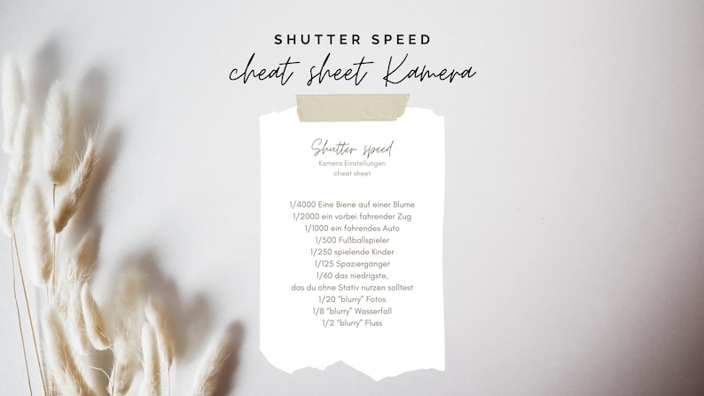 Shutter Speed Cheat Sheet Camera | Digital Download | Instant Print ...
