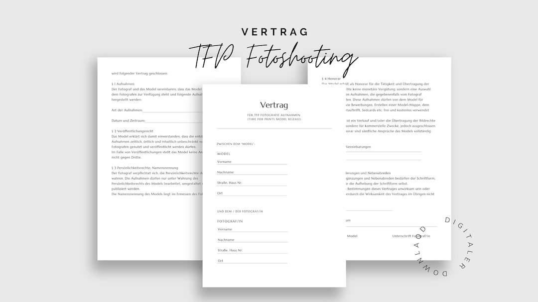 Contract for TFP Photo Recordings Digital Download Sample Contract ...