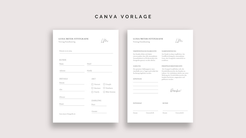Contract Photoshoot Canva Template Sample Contract Photographer Wedding ...