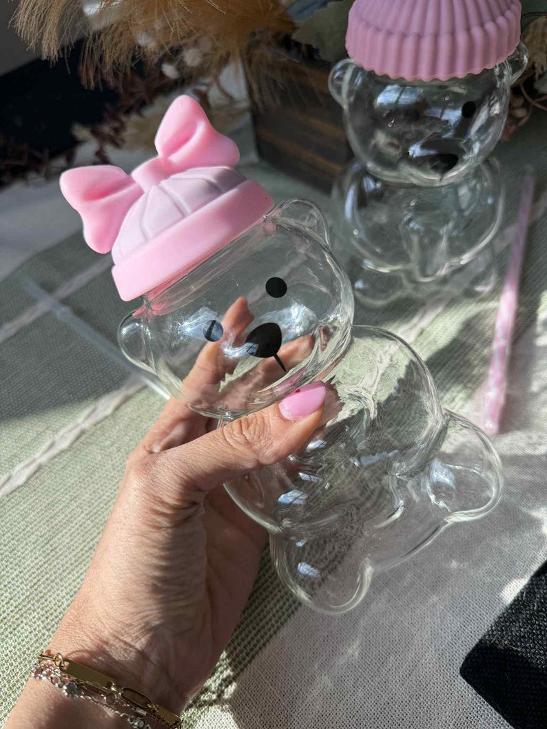 Pink Glass Bear Viral Cups - Etsy