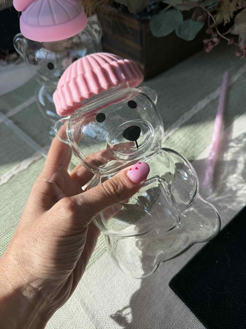 Pink Glass Bear Viral Cups - Etsy