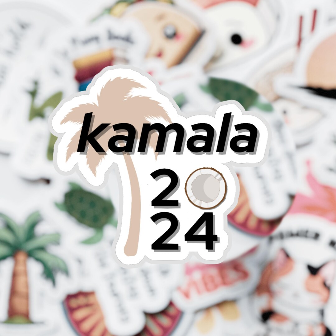 Kamala Harris, 2024 Coconut Tree Sticker. Laminated Vinyl for Water ...