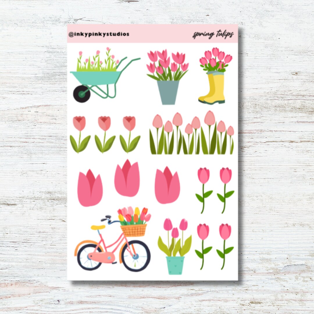 Spring Tulips Sticker Sheet, Journal Stickers, Planner Stickers ...