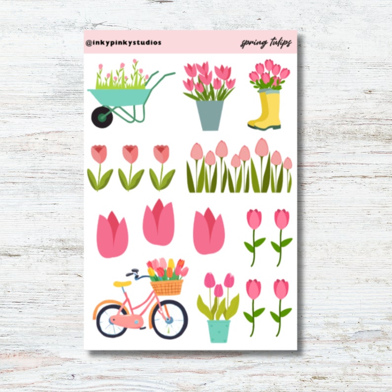 Spring Tulips Sticker Sheet, Journal Stickers, Planner Stickers ...
