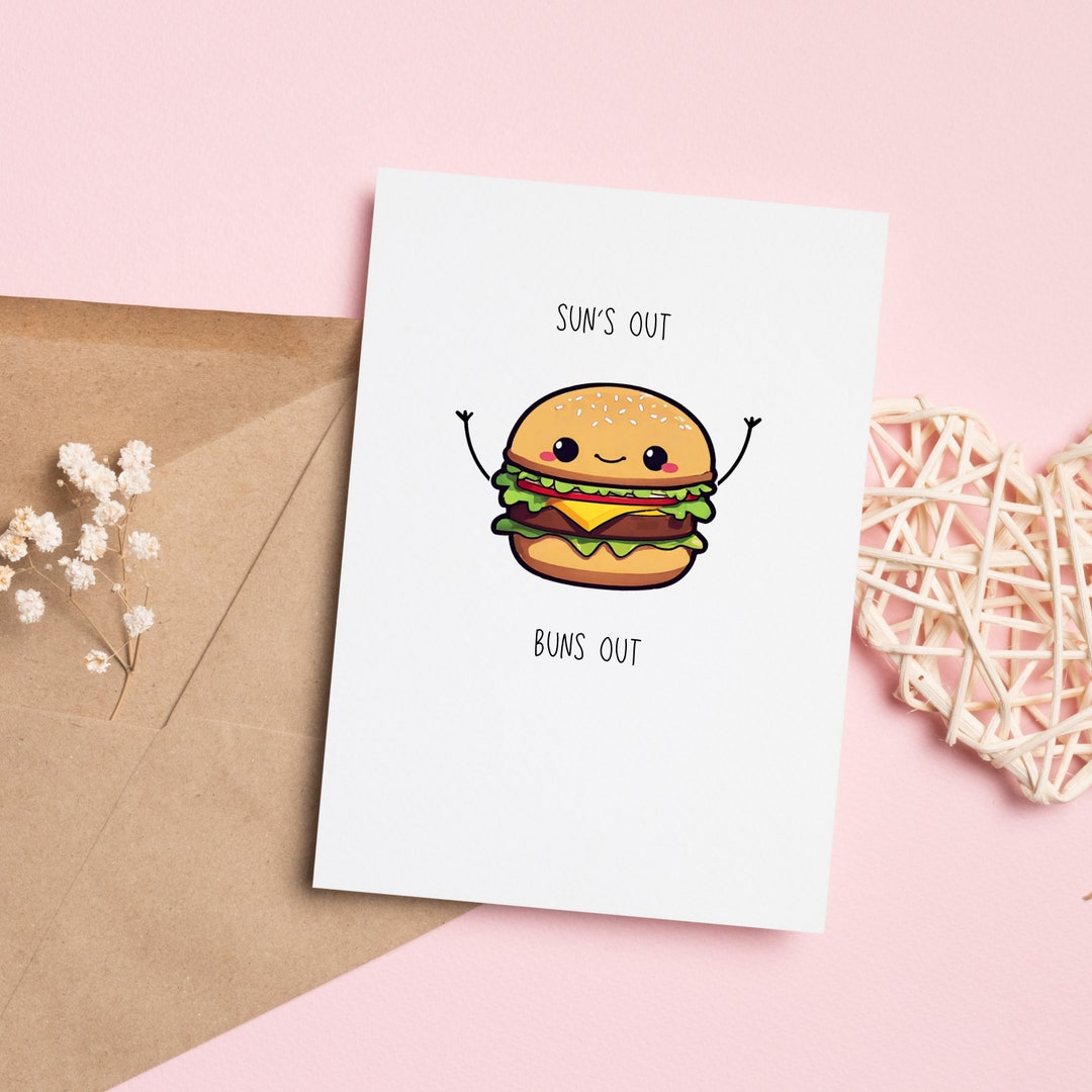 Hamburger Themed Note Card With Envelope | Greeting Card, Blank Inside ...