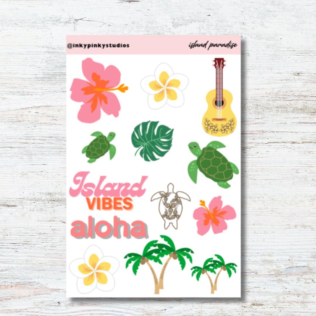 Island Paradise Sticker Sheet, Journal Stickers, Planner Stickers ...