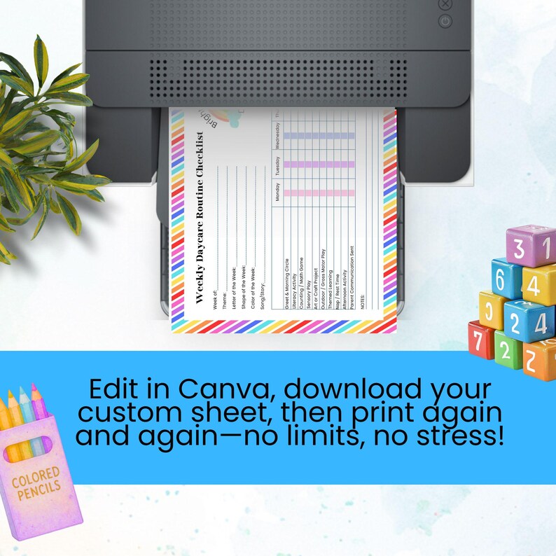 Childcare Weekly Routine Checklist Template, Daycare Schedule ...