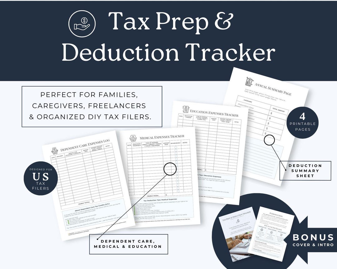 Printable PDF Tax Prep & Deduction Tracker for U.S. Filers, Dependent ...