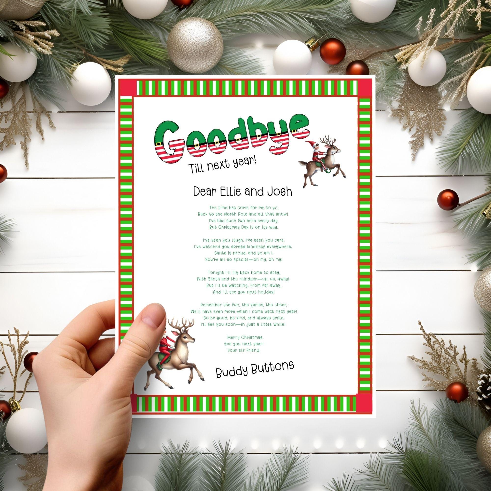 Magical Christmas Elf Goodbye Letter Template, Editable Holiday ...