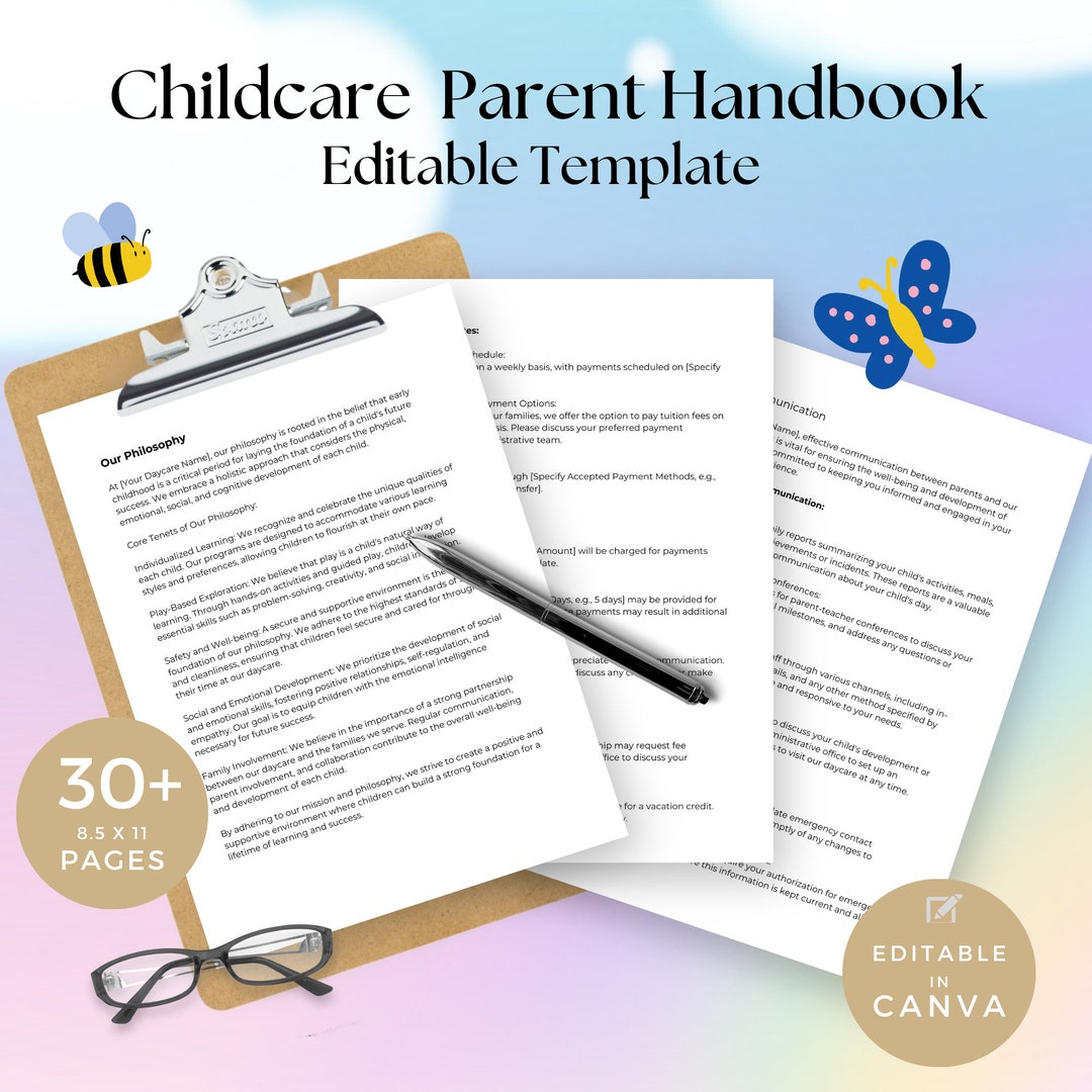 Daycare Parent Handbook, Daycare Contract, in Home Daycare, Childcare ...