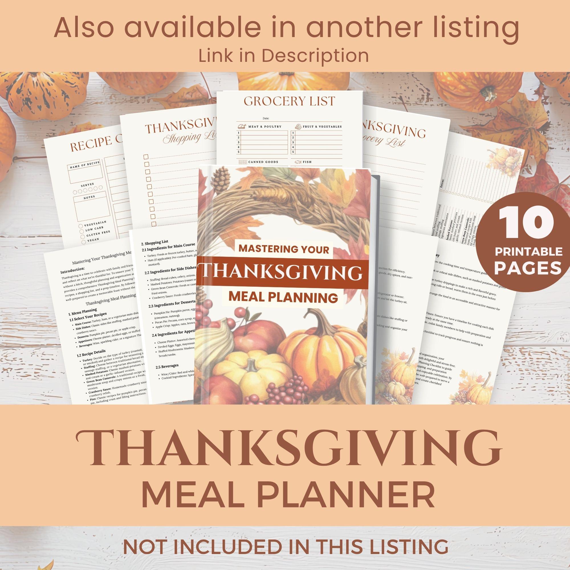 Printable Thanksgiving Meal Planning Checklist for Stress-free Family ...