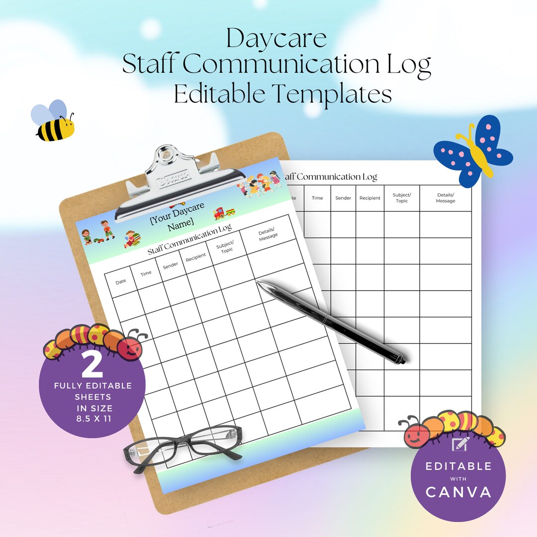 Daycare Staff Communication Log, Staff Message Tracker, Childcare ...