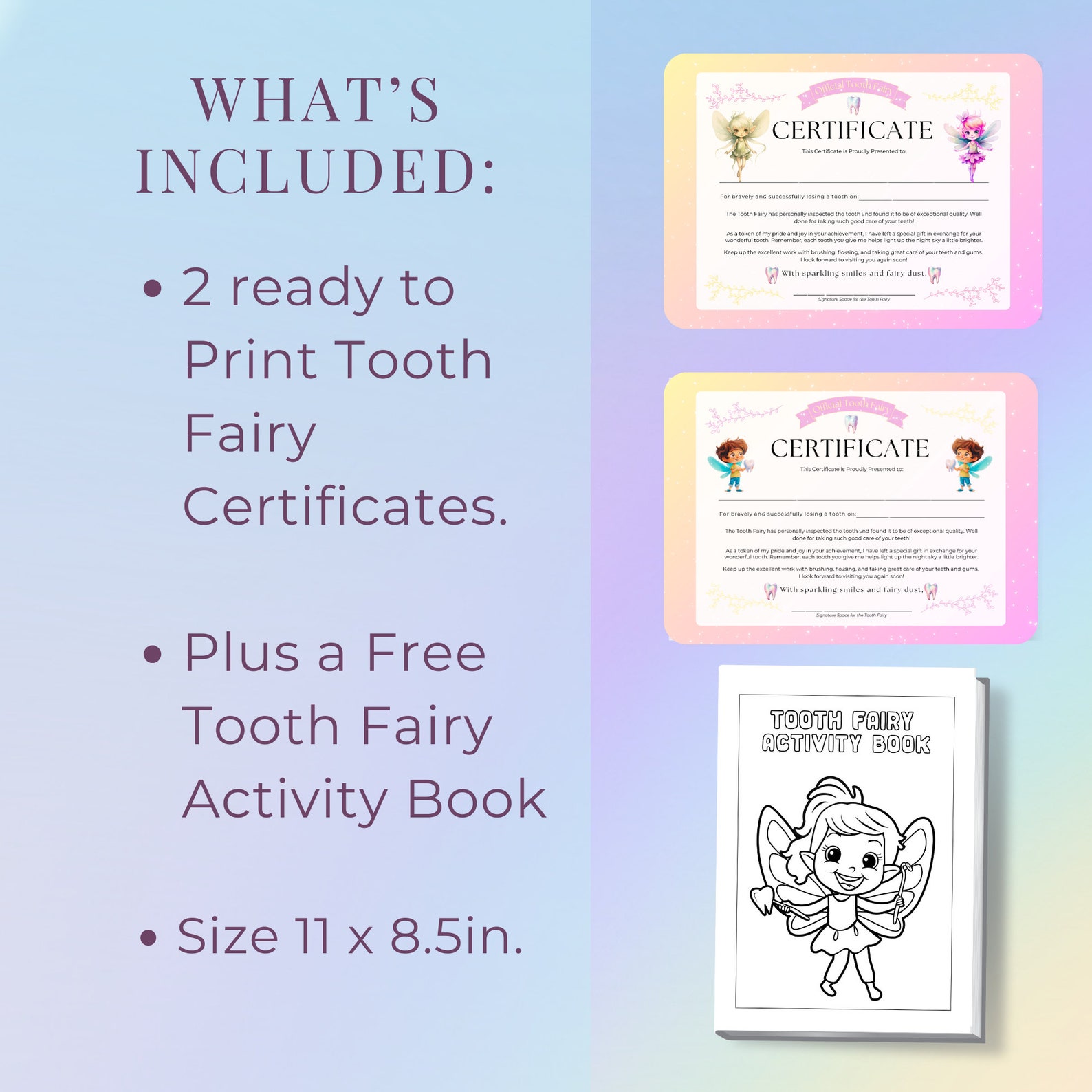 Tooth Fairy Certificate, Printable Keepsake for Your Child's First Lost ...