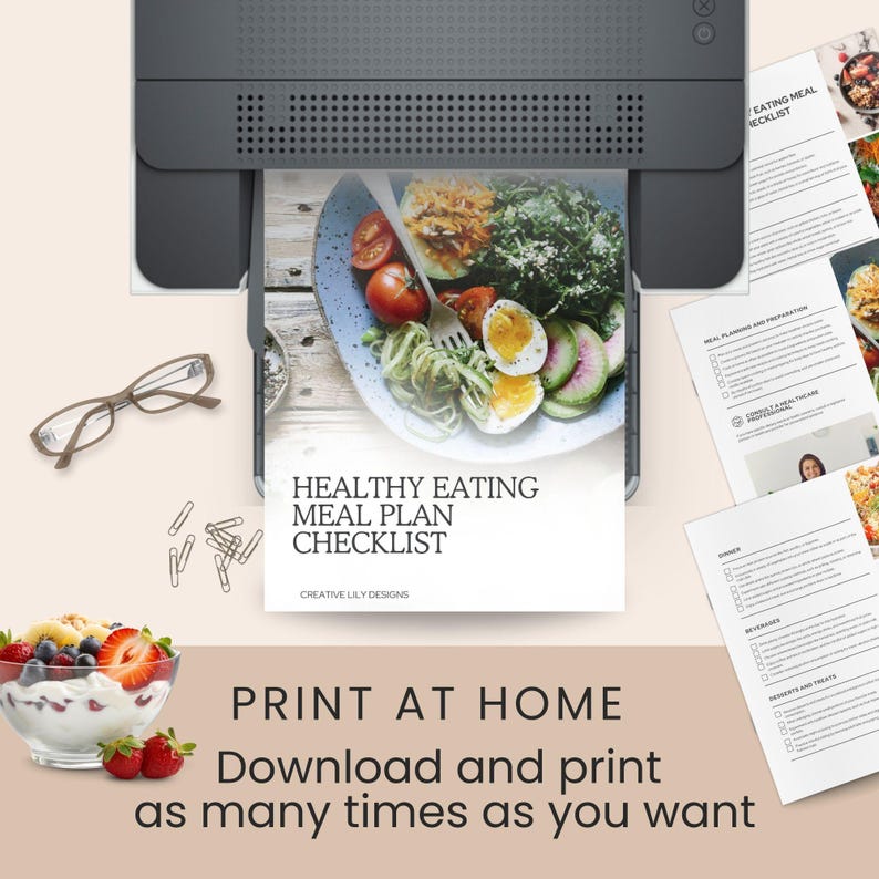 Healthy Eating Meal Planning Checklist, Printable Balanced Diet & Clean ...