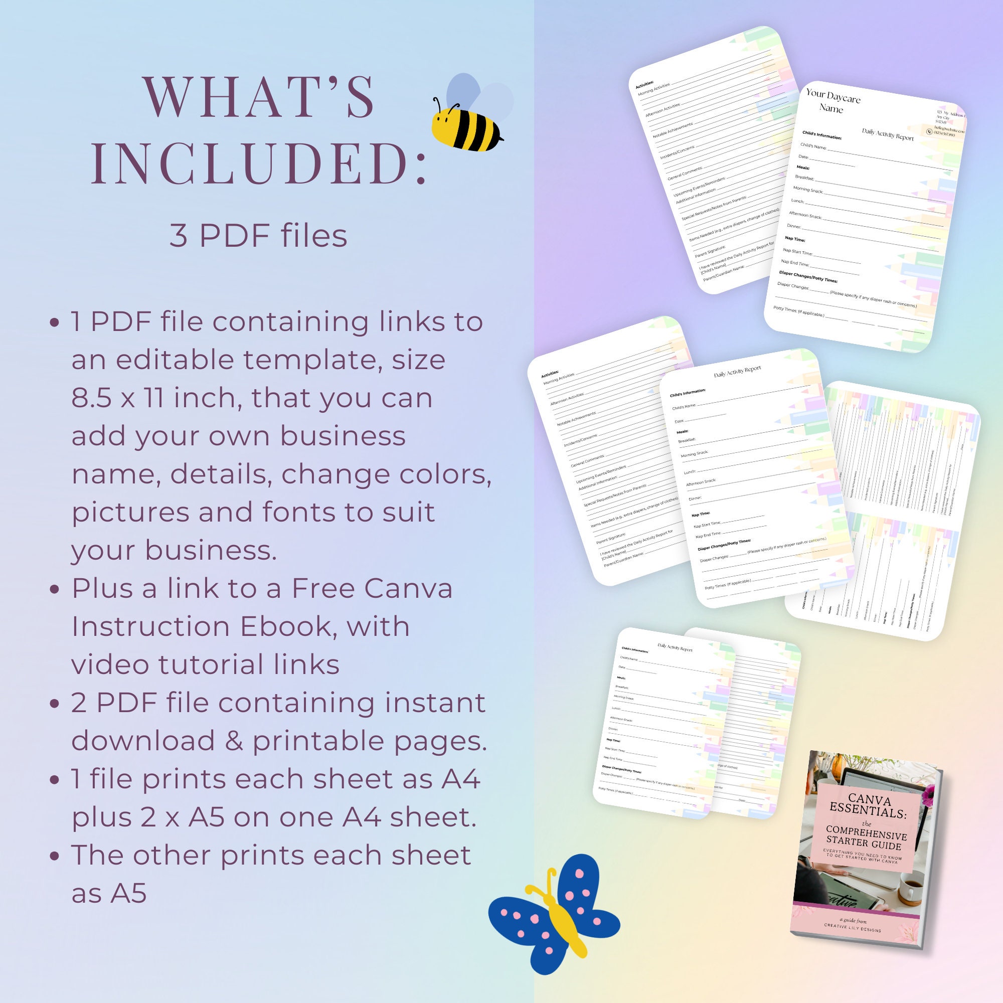 Daily Daycare Activity Report, Childcare Form Parent Communication ...