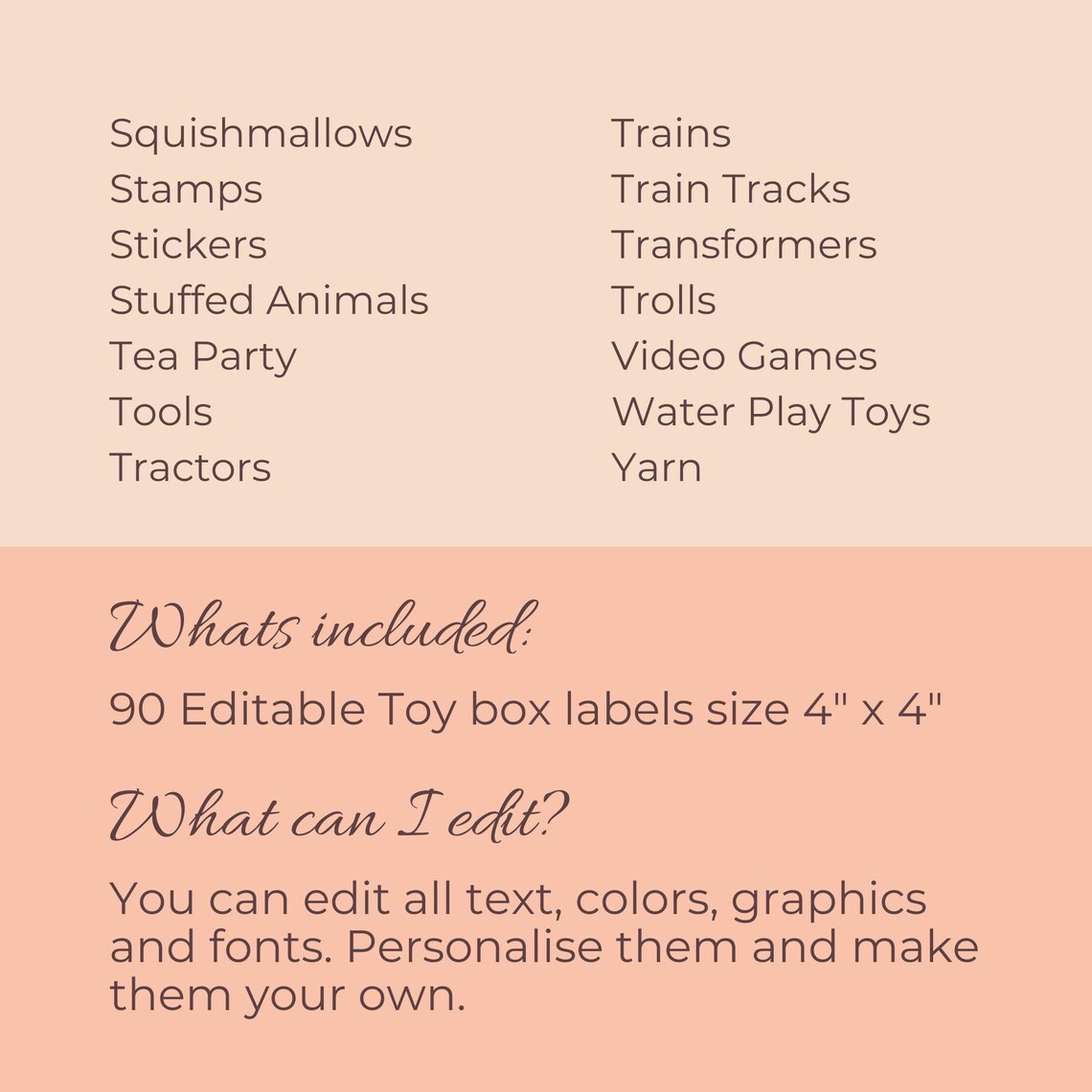 Printable Toy Bin Labels for Preschool Kids Playroom, Daycare Editable ...