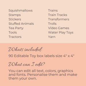 Printable Toy Bin Labels for Preschool Kids Playroom, Daycare Editable ...