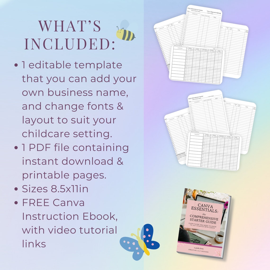 Daycare Attendance Tracker, Child Sign in Sheet Printable, Childcare ...