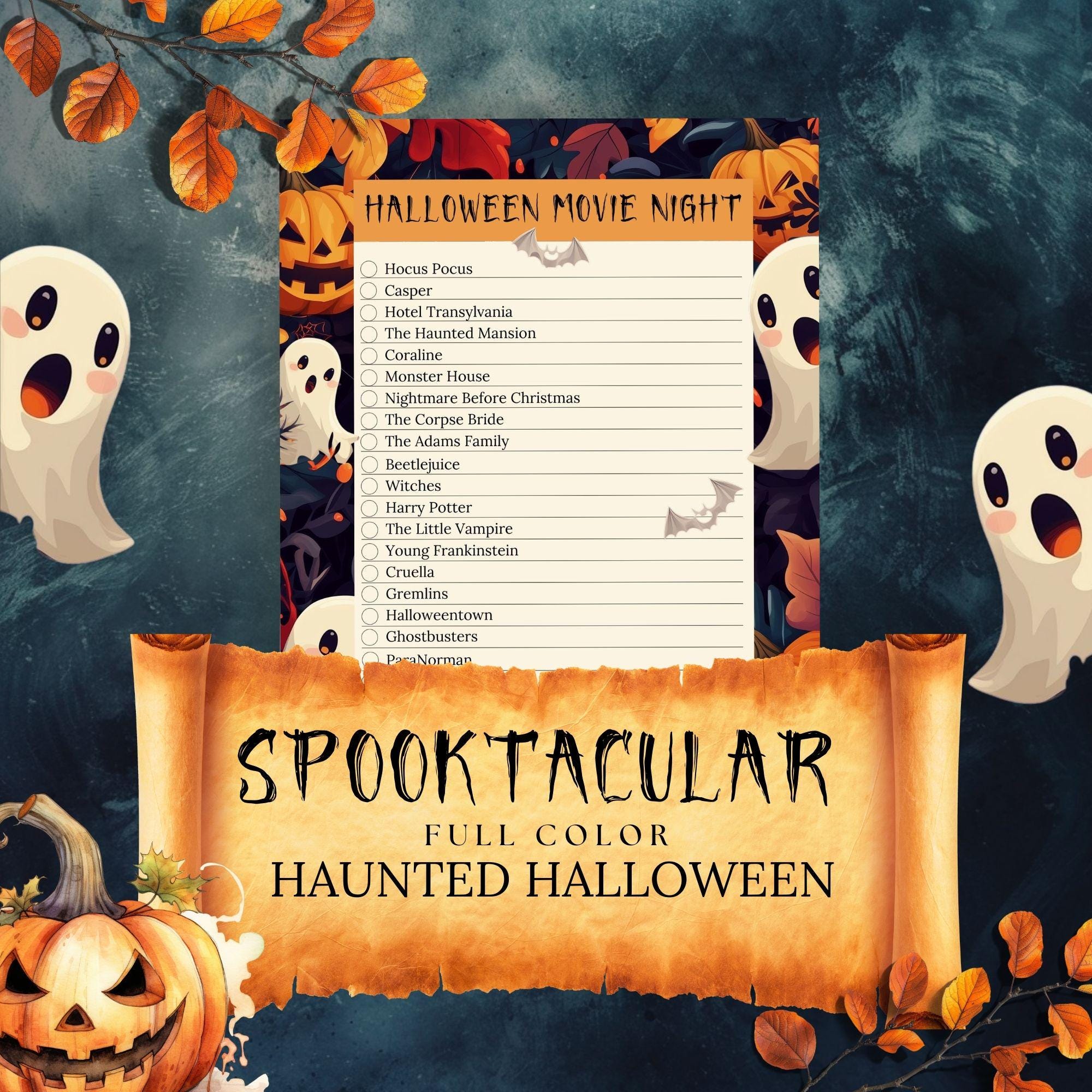 Printable Halloween Movie Checklist, Family Movie Night, Must-see ...