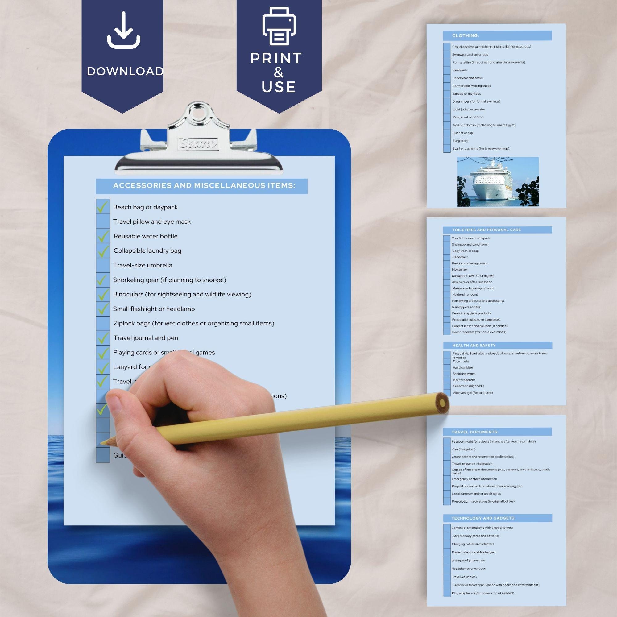 Printable Cruise Packing Checklist, Family Cruise Ship Travel Packing ...