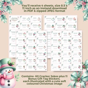 60 Printable Funny Christmas Cracker Jokes, Soft Pink and Green Holiday ...