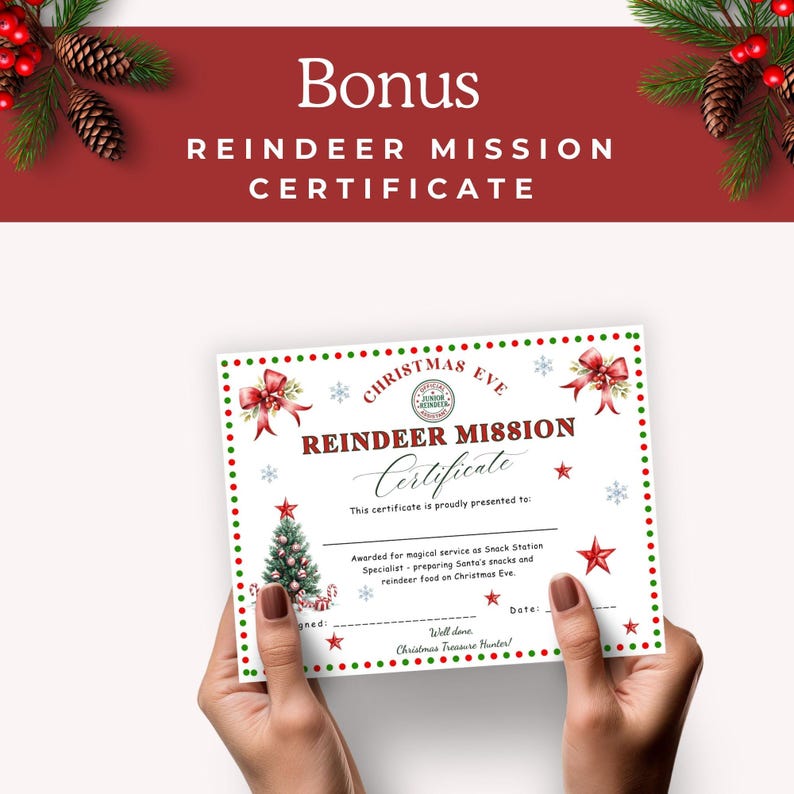 Christmas Eve Scavenger Hunt Printable, Kids Activity Game, Reindeer ...