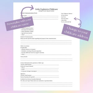 Editable Parent Communication Form for Daycare & Childcare Providers ...