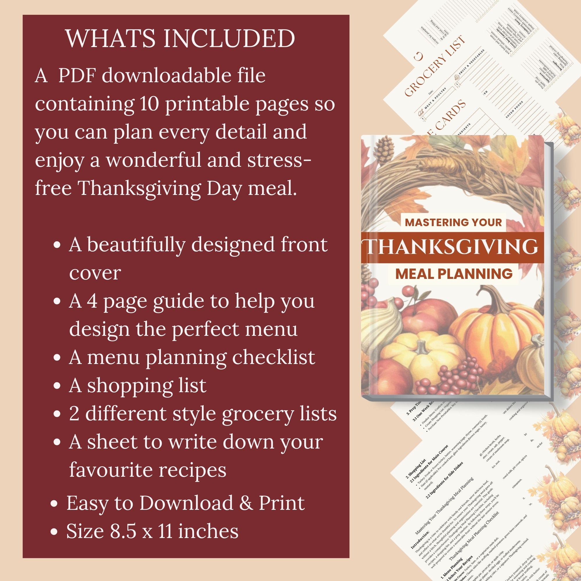 Printable Thanksgiving Meal Planner & Holiday Menu Checklist ...