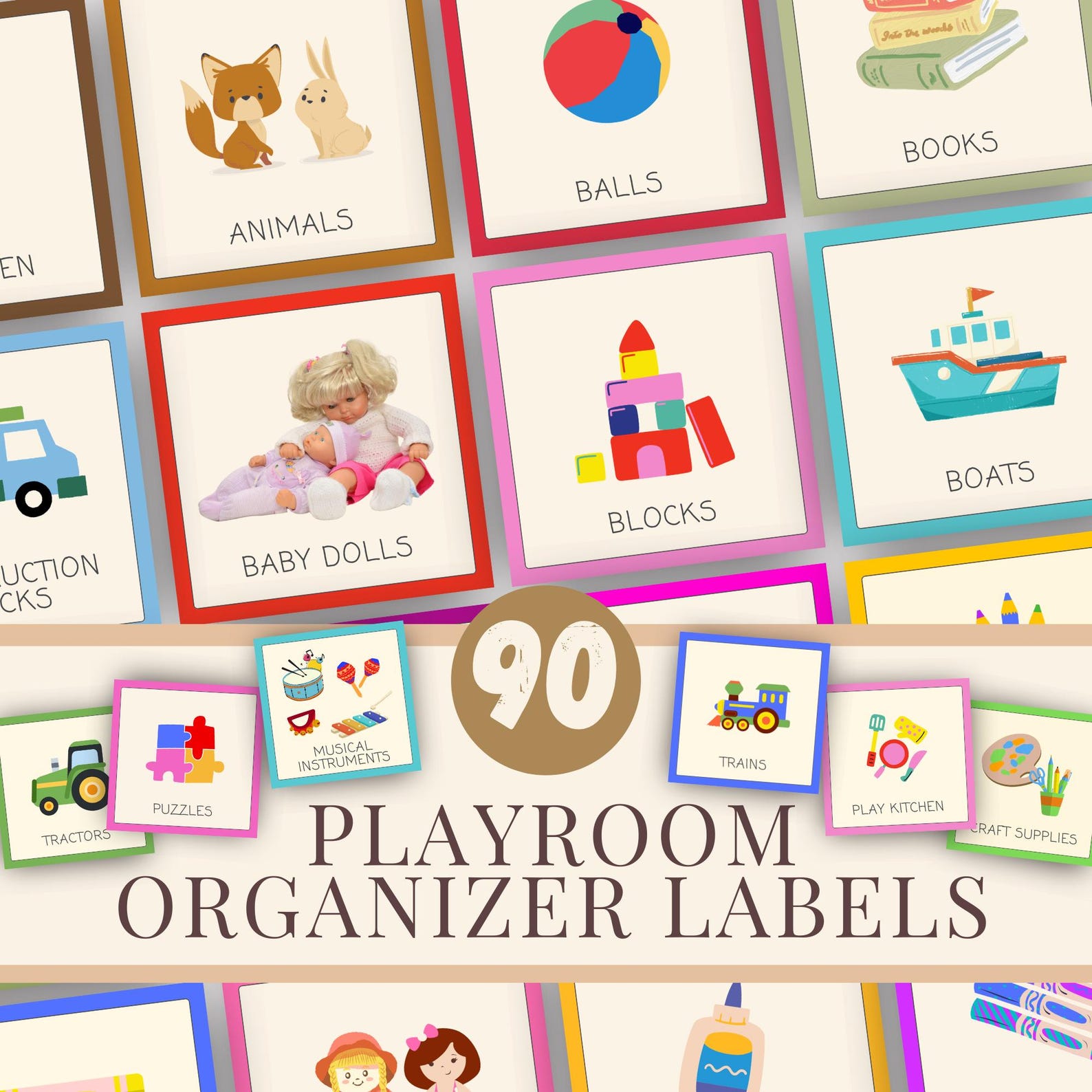 Printable Toy Bin Labels for Preschool Kids Playroom, Daycare Editable ...