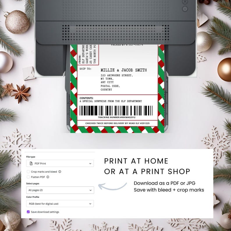Editable Christmas Elf Shipping Label, Santa Mailing Labels Canva ...