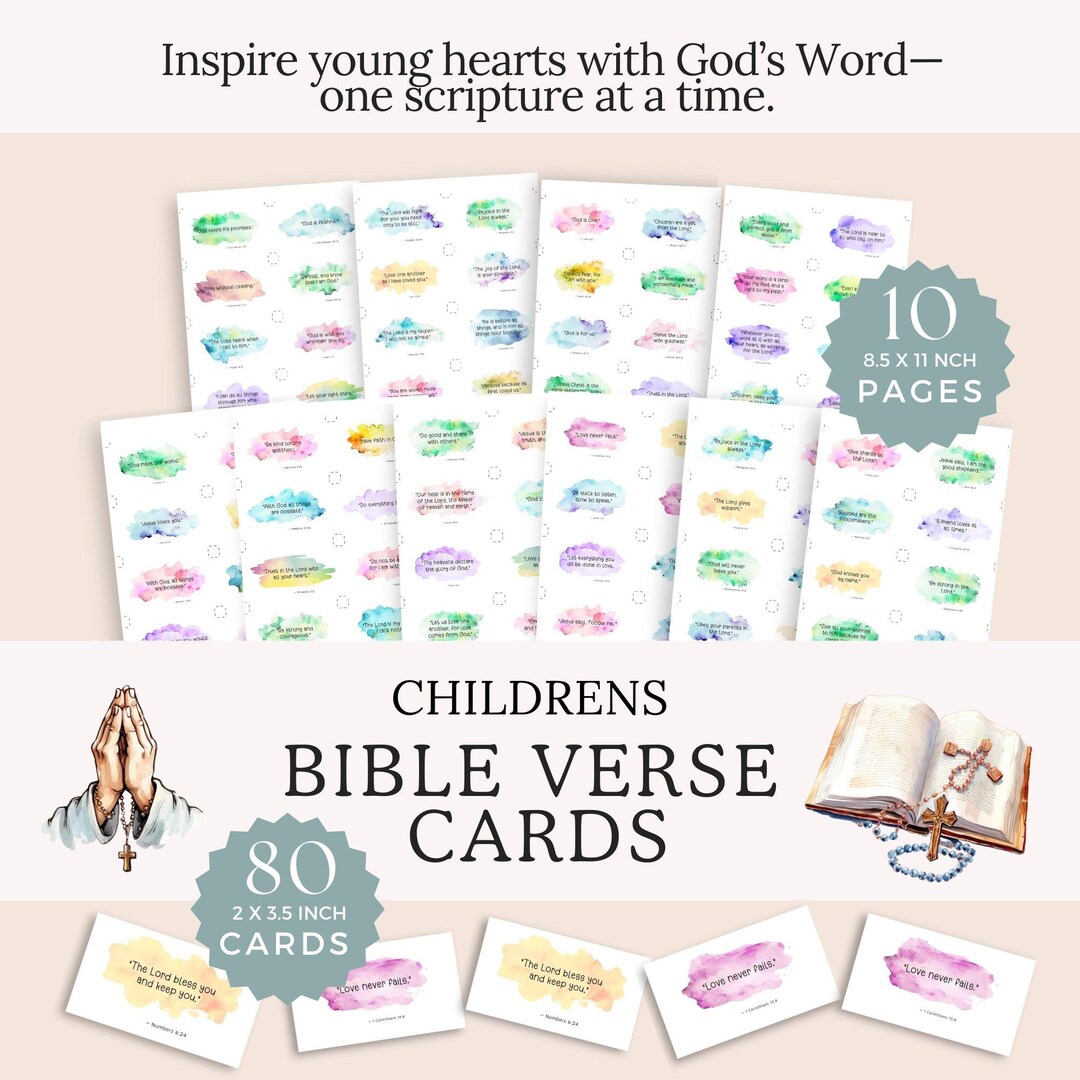 Printable Scripture Memory Cards for Children, Simple Bible Verse ...