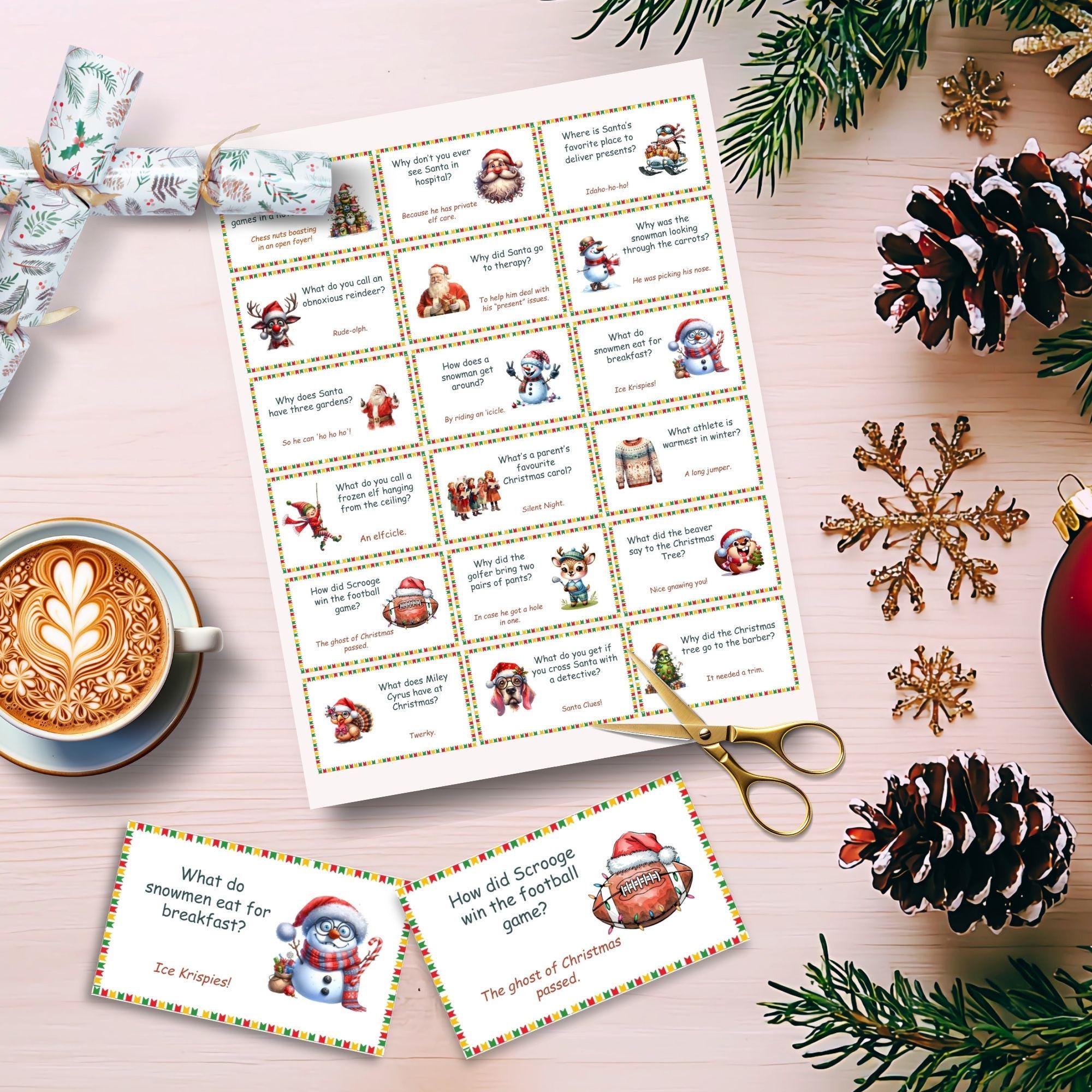 50 Printable Hilarious Christmas Cracker Jokes, Holiday Party Riddles ...