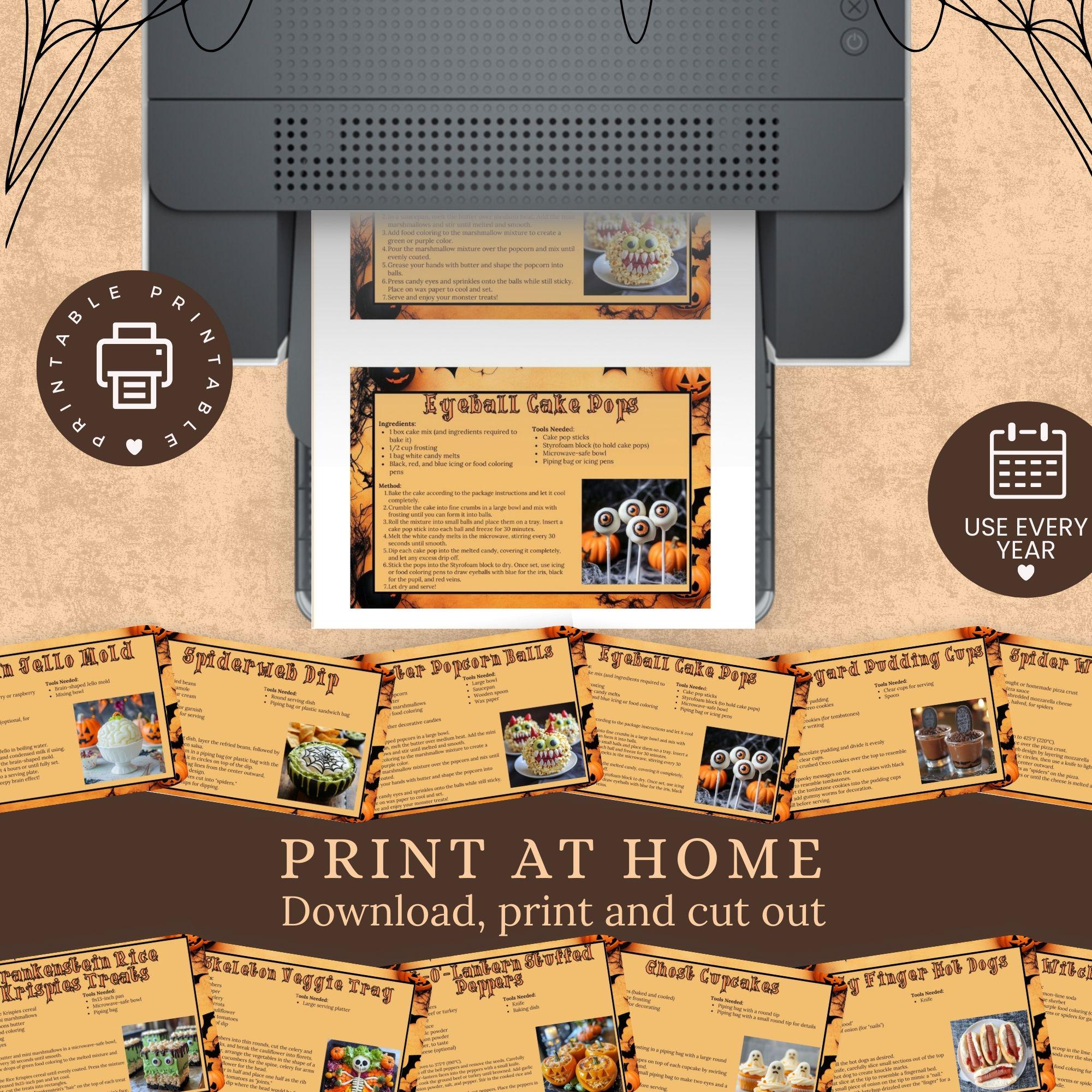 15 Halloween Recipe Cards, 6x4 Inch Spooky Party Recipes, Party Food ...