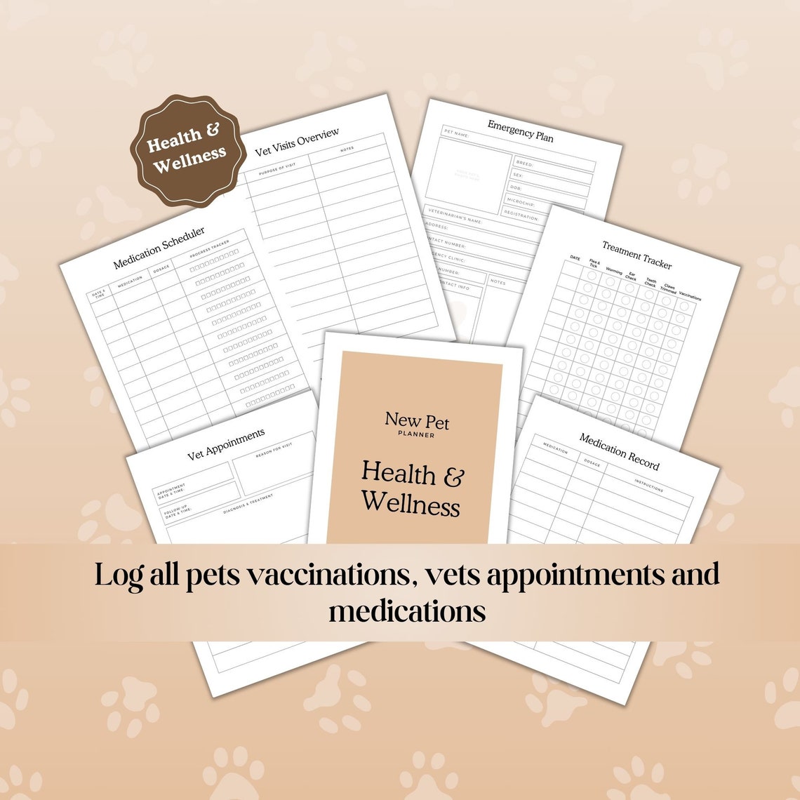 Pet Care Planner With Printable Checklists, Pet Health Record, Pet ...
