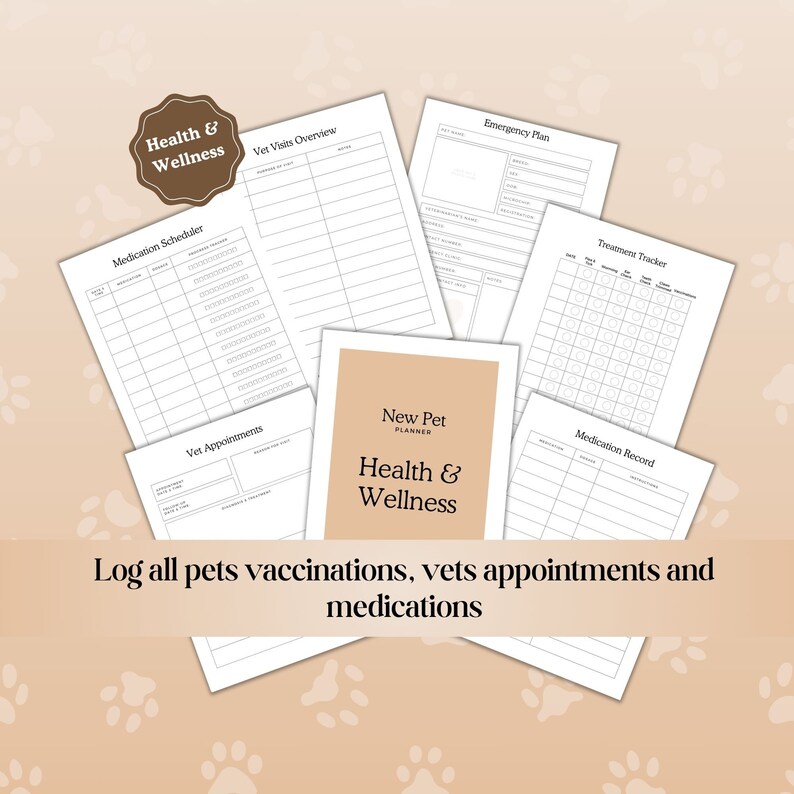 Pet Care Planner With Printable Checklists, Pet Health Record, Pet ...