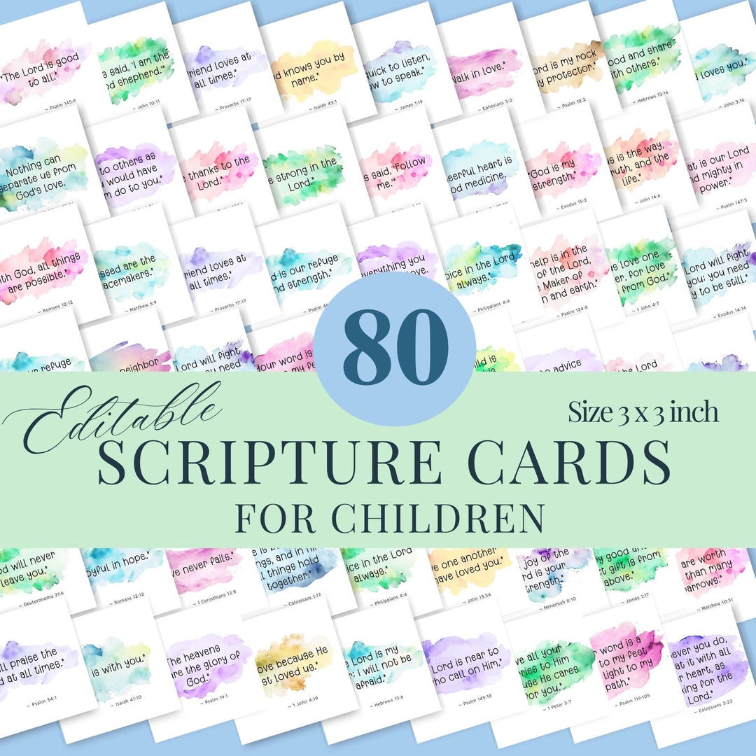 Editable Scripture Memory Card for Children, Simple Bible Verse ...