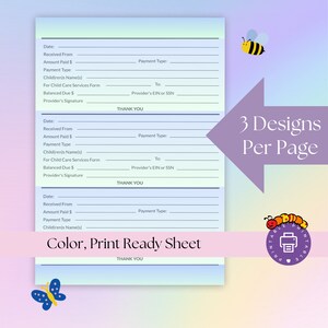 Daycare Payment Receipt, Childcare Fillable Receipt, Nursery Fee ...