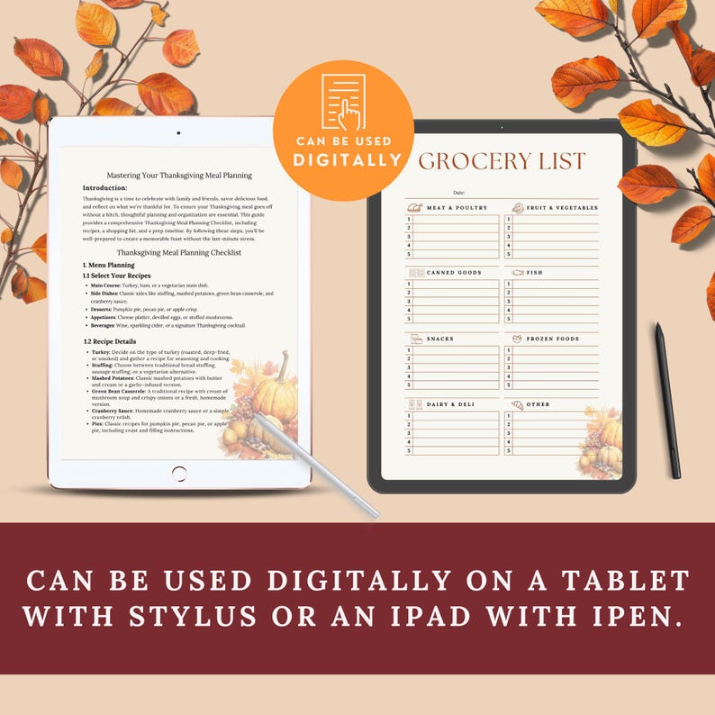 Printable Thanksgiving Meal Planner & Holiday Menu Checklist ...