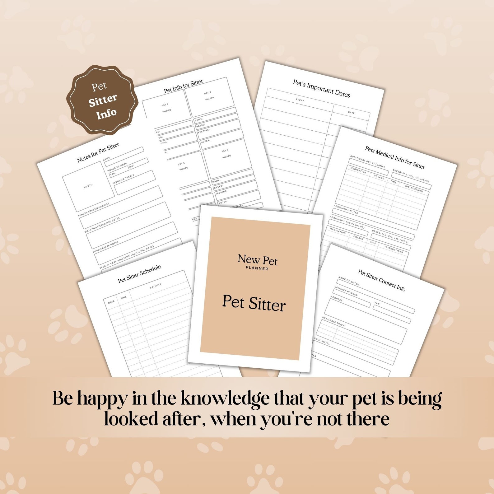 Pet Care Planner With Printable Checklists, Pet Health Record, Pet ...