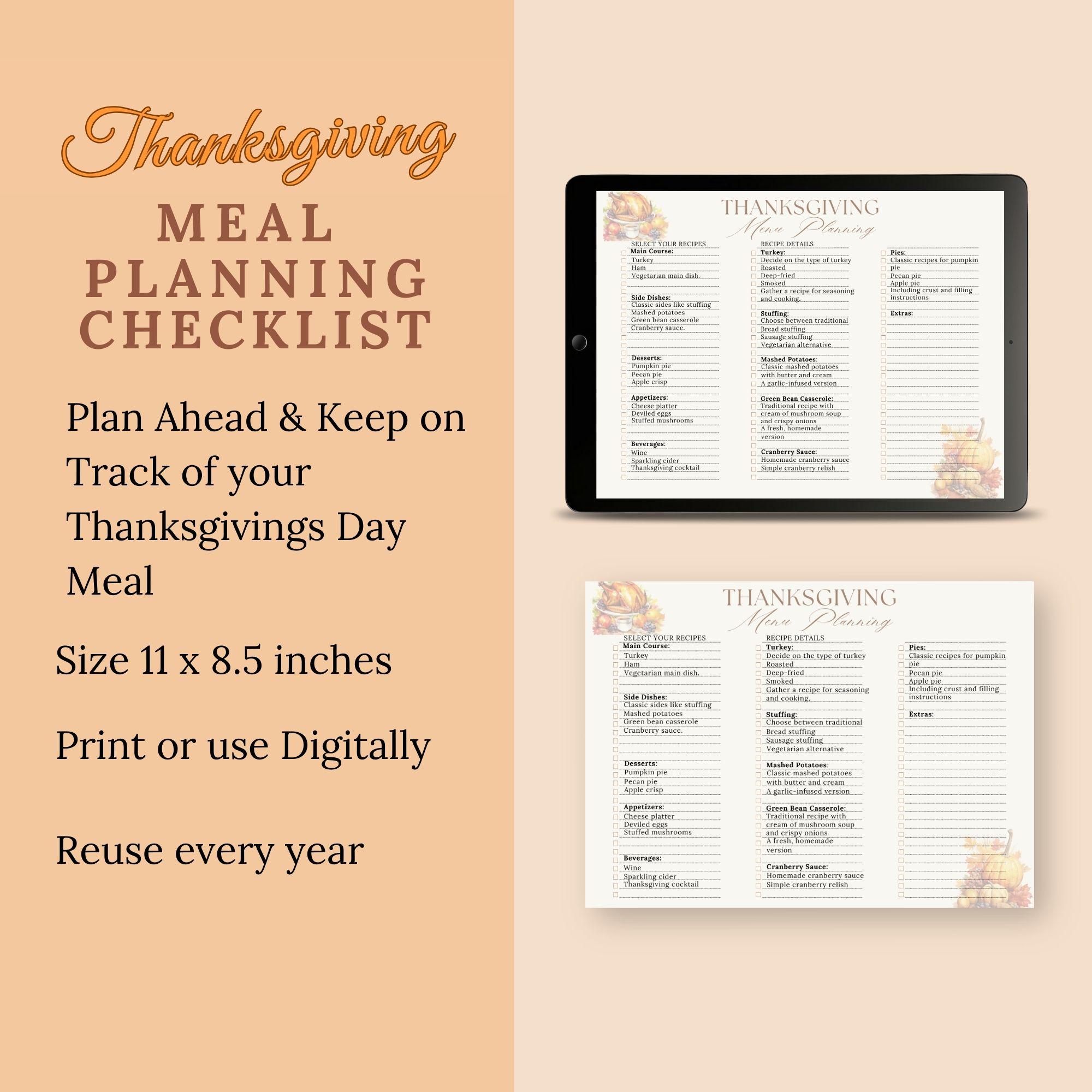Printable Thanksgiving Meal Planning Checklist for Stress-free Family ...