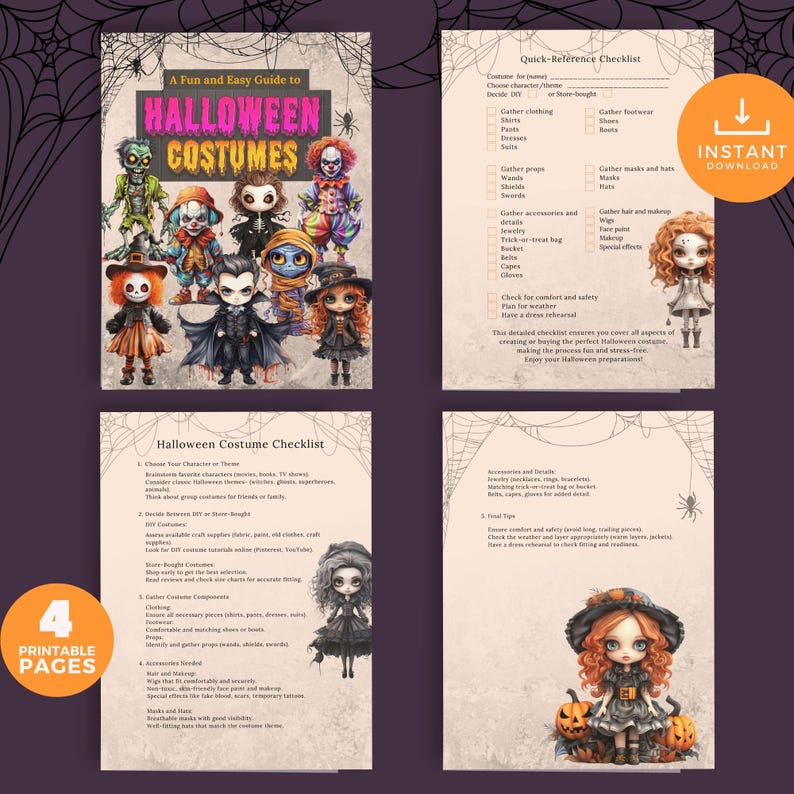 Complete Halloween Costume Guide and Checklist Printable, DIY Halloween ...
